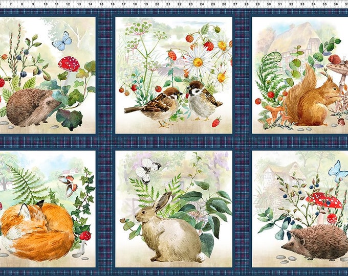 Animal Fabric Panel, Hedgehog Hollow, Digital Print Fabric Panel 1HH-1 ...
