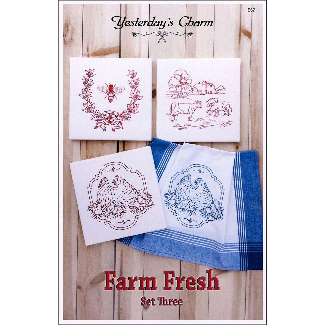 Farm Fresh Iron on Embroidery Transfers Set Three, Hard Copy Pattern ...