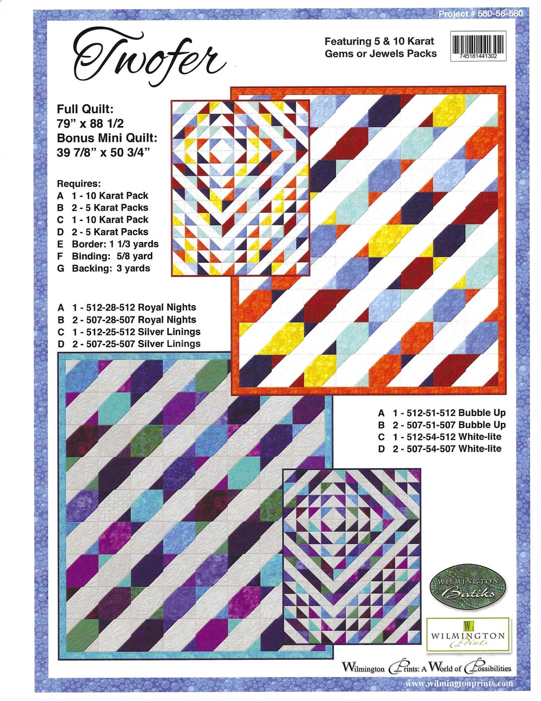 Twofer Full Quilt Pattern, Hard Copy Pattern, Precut Pattern, Charm ...