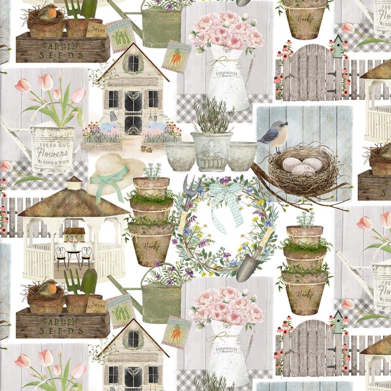 Fabric Panel Vintage Car Fabric A Touch of Spring Town | Etsy