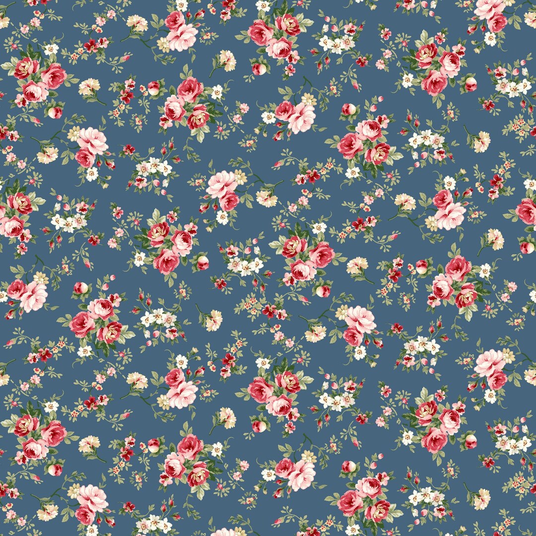 Petite Rose Fabric, Small Floral Fabric, American Beauty, Scattered ...