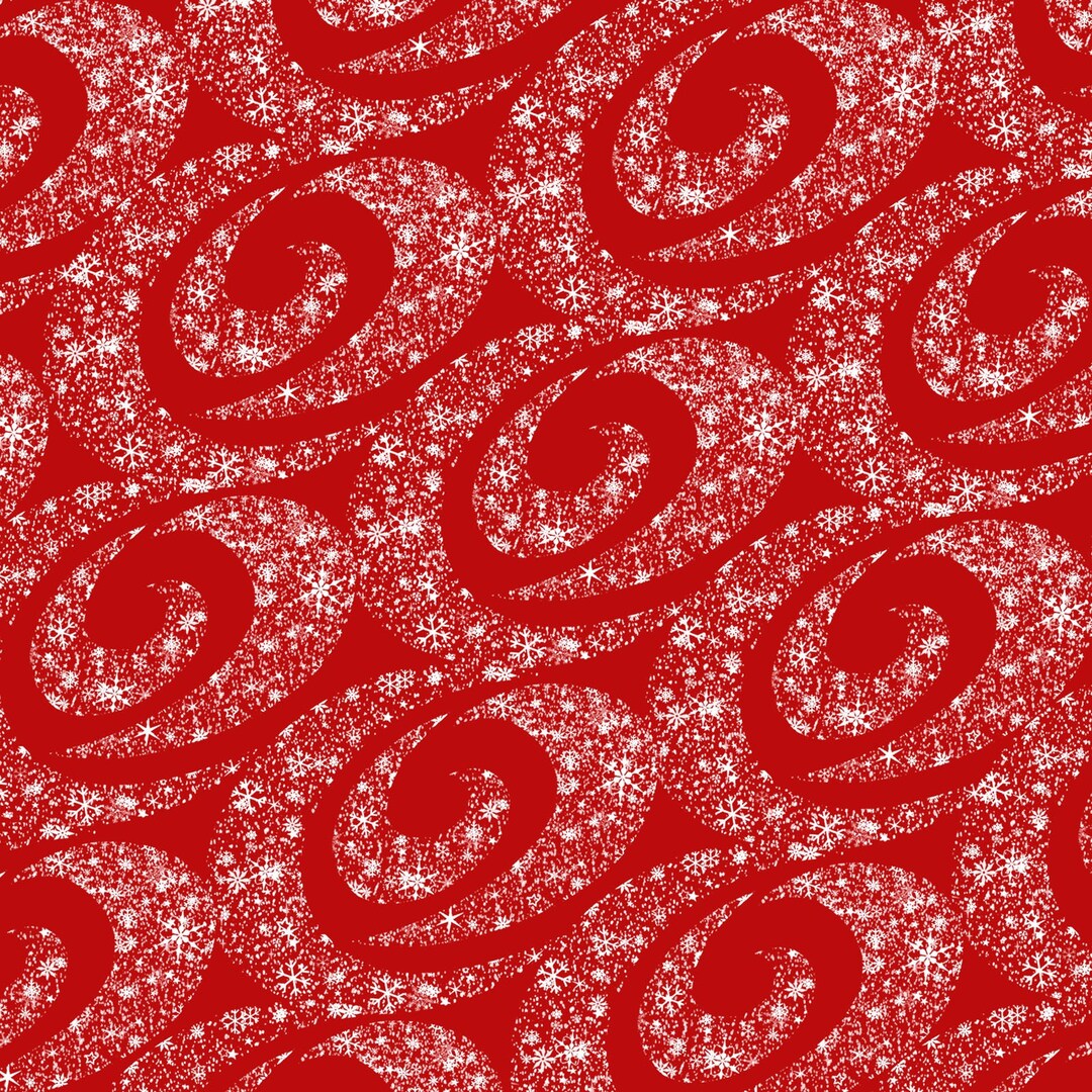 End of Bolt 26", Holiday Lane Swirling Snow 9621-88, Henry Glass, Red ...