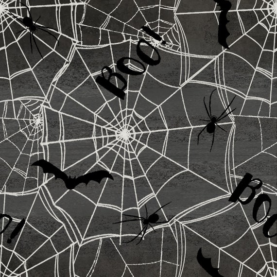 Spider Web Fabric Spider Fabric Black Bat Fabric Spooky - Etsy