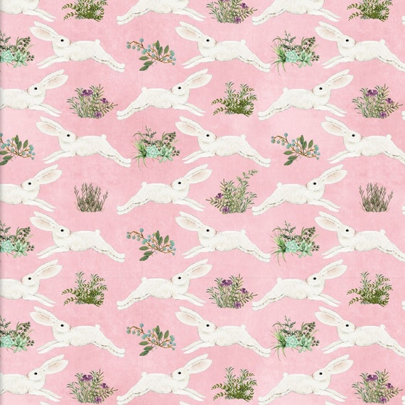 Bunny Fabric Rabbit Fabric Spring Fabric A Touch of Spring | Etsy
