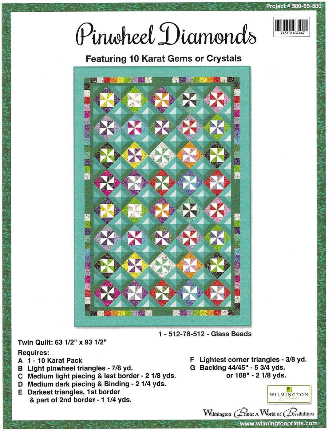 Pinwheel Diamonds Twin Quilt Pattern, Hard Copy Pattern, Precut Pattern ...
