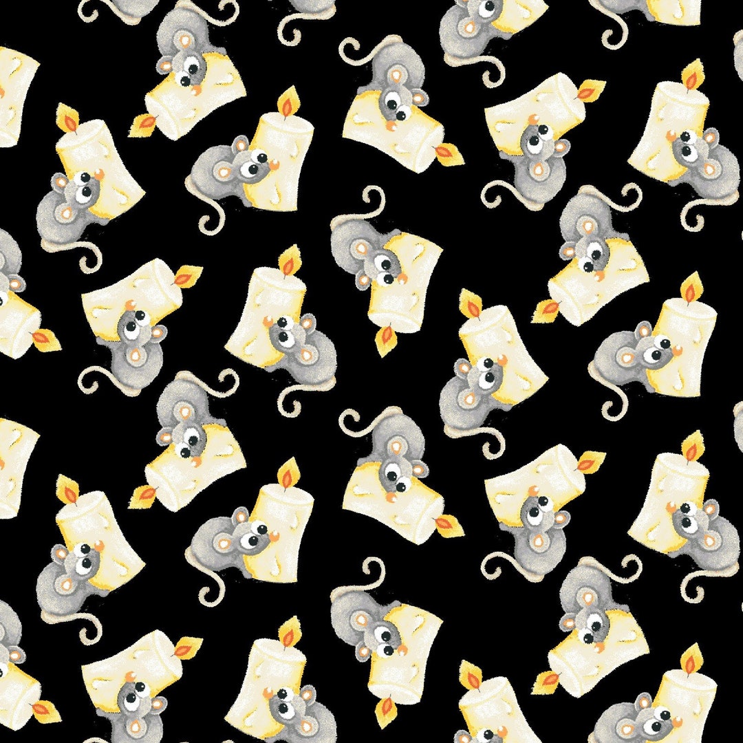 Halloween Mice Fabric, Boo! Glow in the Dark, Tossed Mice 243G-94 ...