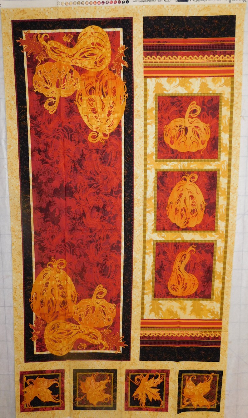Autumn Fabric Panel Fall Panel Material Pumpkins Gourds Maple | Etsy