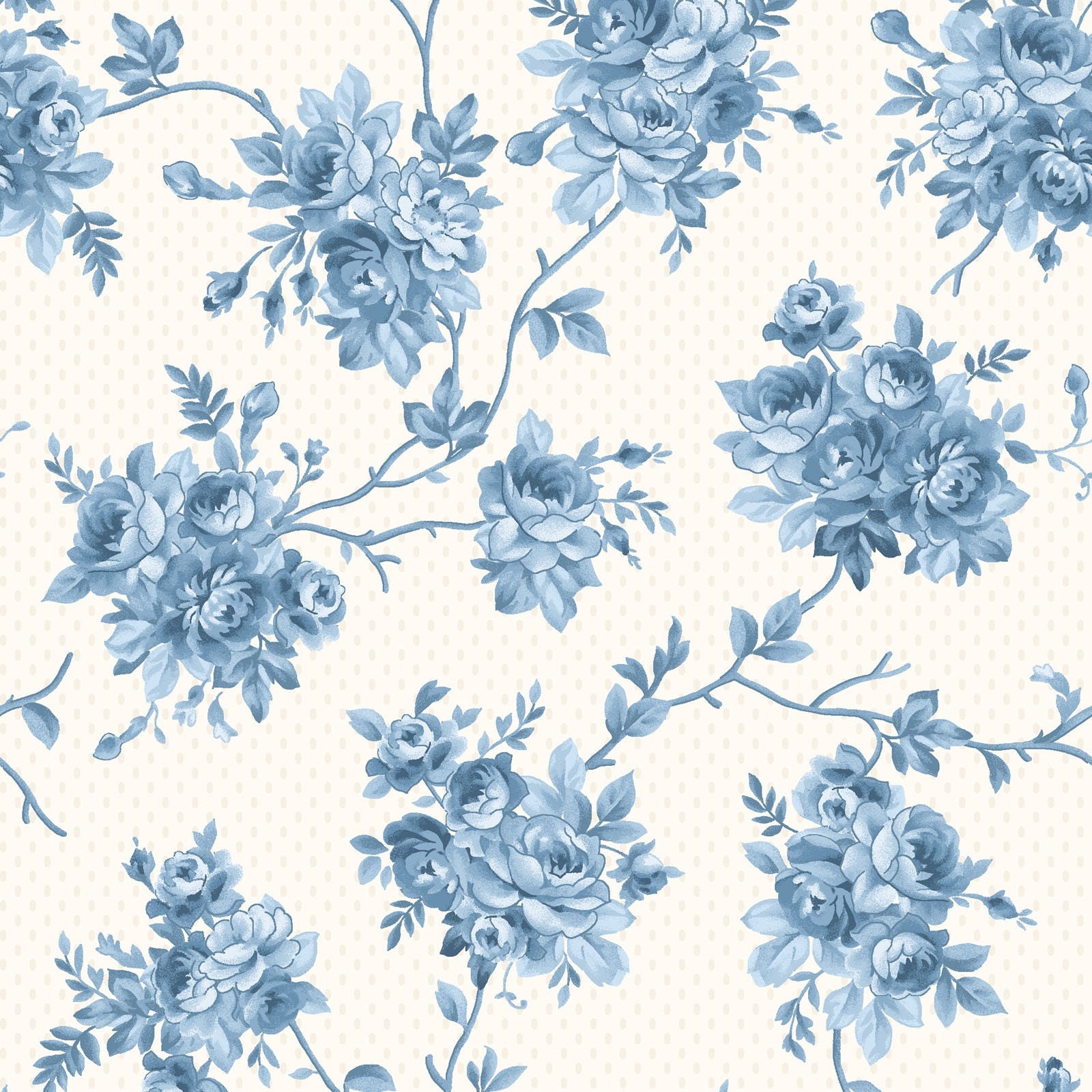 Blue Vintage Floral Fabric