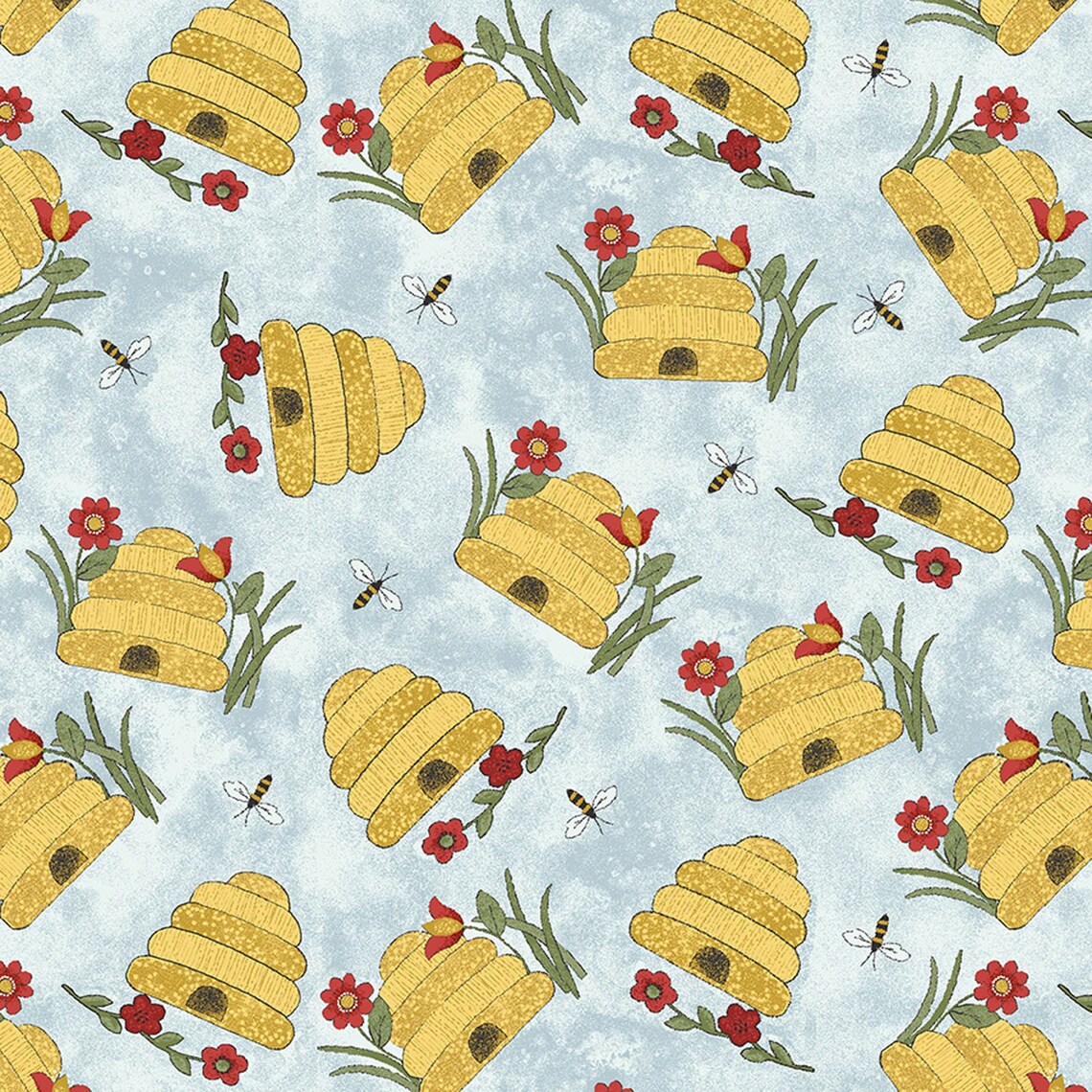 Bee Hive Fabric Bee Fabric Colorful Cats Bee Skep With Bees | Etsy