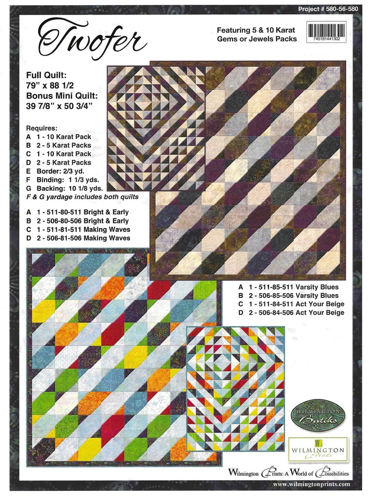 Twofer Full Quilt Pattern, PDF Pattern, Precut Pattern, Layer Cake ...