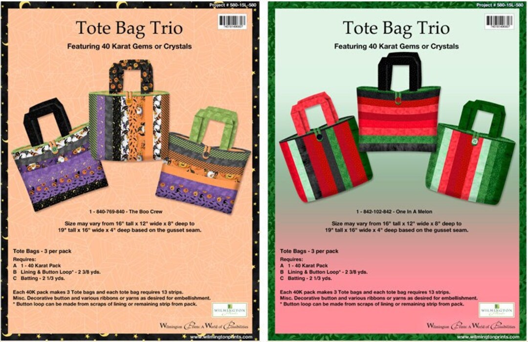 Tote Bag Trio Pattern, Paper Pattern, Precut Pattern, Hard Copy Pattern ...
