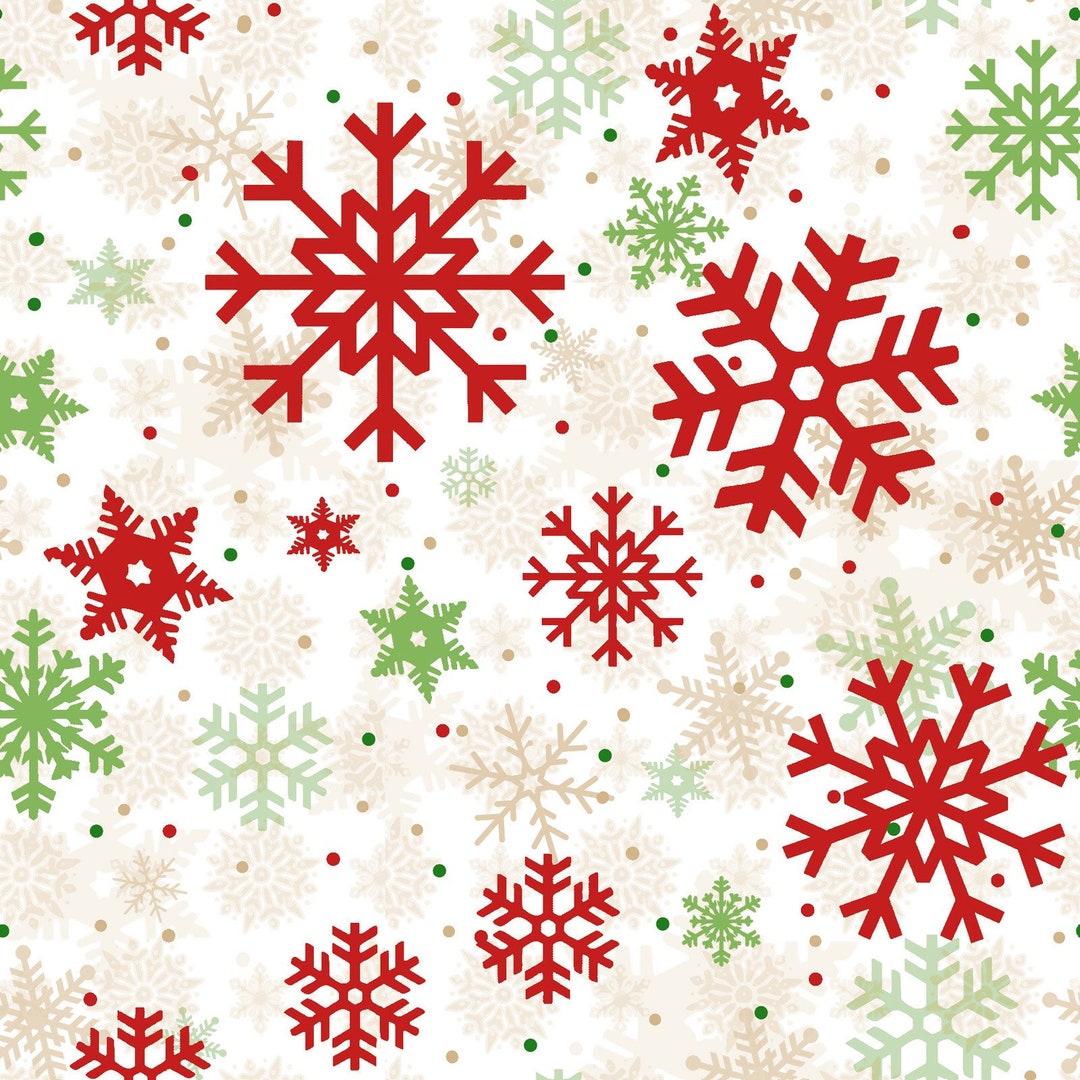 Snowflake Fabric Red Snowflakes Timber Gnomies Tree Farm - Etsy
