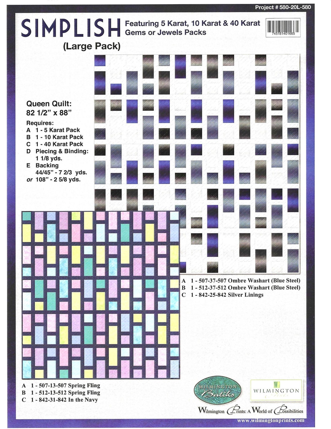 Simplish Pattern, Queen Quilt, Paper Pattern, Precut Quilt Pattern ...