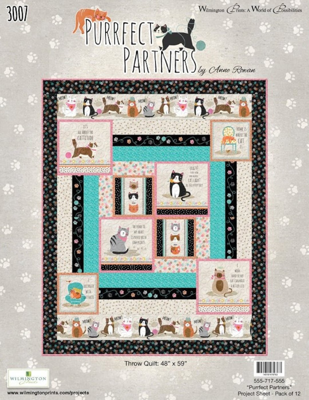 Whimsical Cats Quilt Pattern, Throw Quilt Pattern, Quilt Pattern, Cat ...