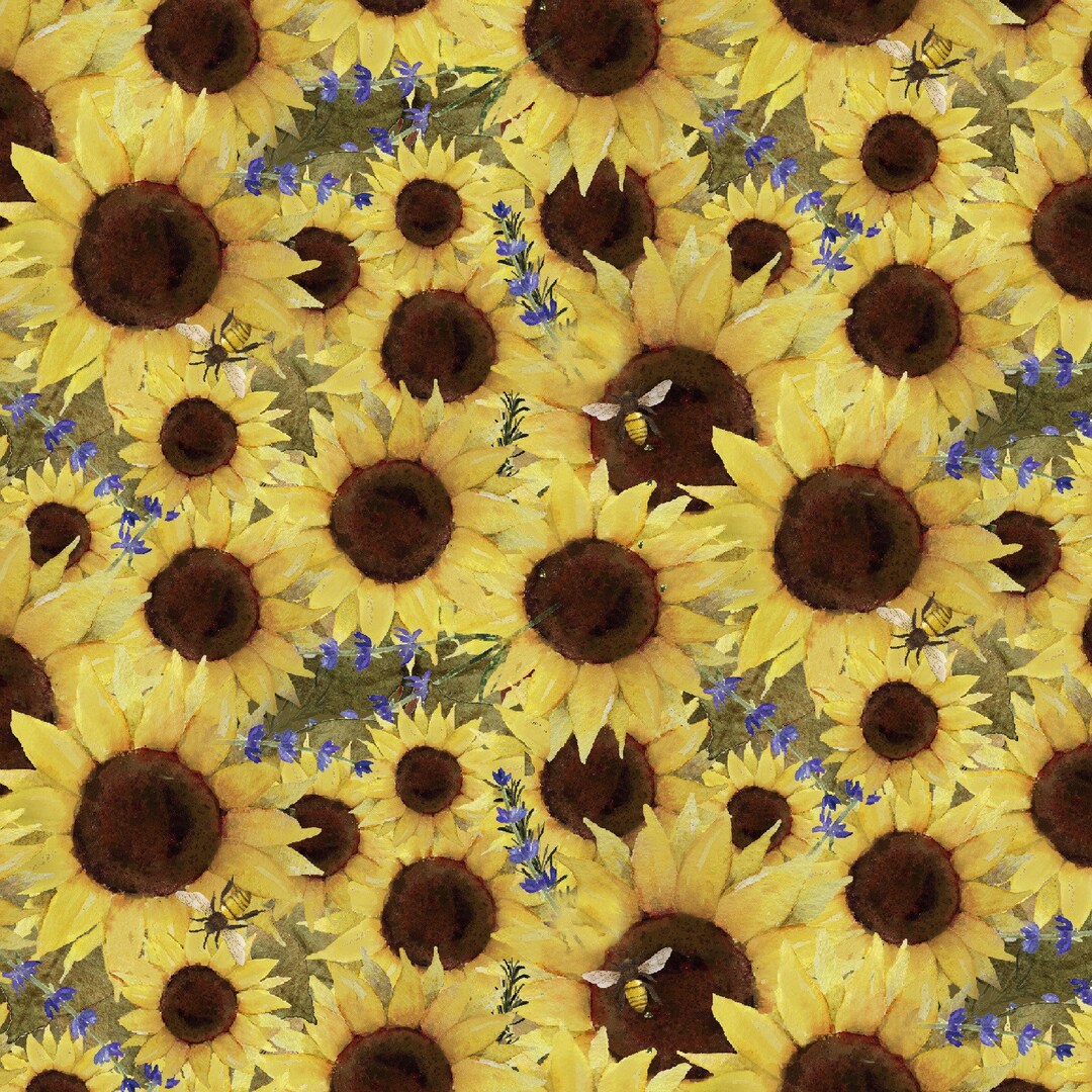 Sunflower Fabric, Floral Fabric, Locally Grown, Sunflower Field 20195 ...