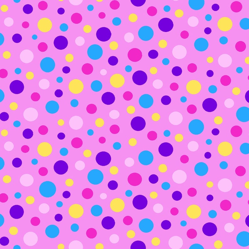 Pink Dot Fabric Yellow Dots Multi Colored Dots Belle and - Etsy