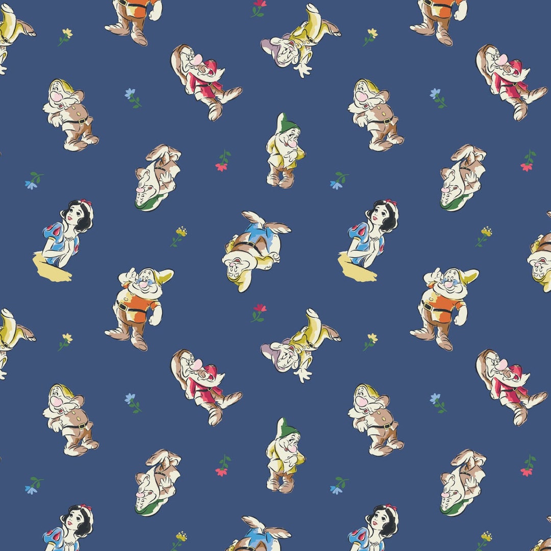 Snow White, Cast Toss 102004-02, Seven Dwarfs Fabric, Licensed Disney ...