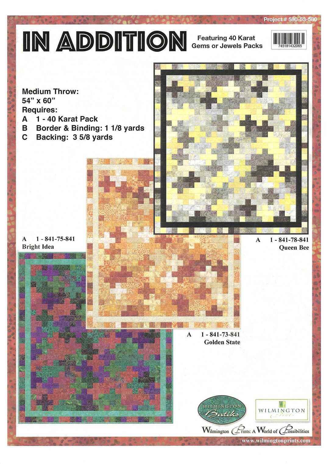 In Addition Quilt Pattern, Hard Copy Pattern, Precut Quilt Pattern ...