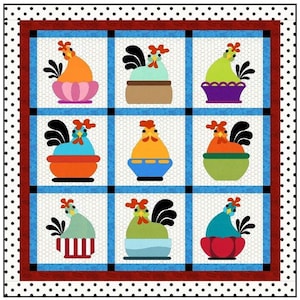 Sitting Pretty Quilt Pattern, Chicken Applique, Hard Copy Pattern ...