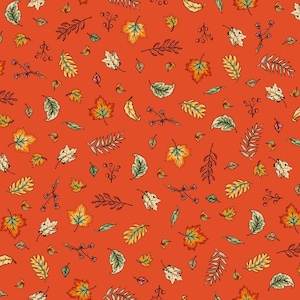 Autumn Leaves Fabric, Fall Fabric, Sweater Weather, Blowing Leaves Blue 10035-B, Maywood Studio ...