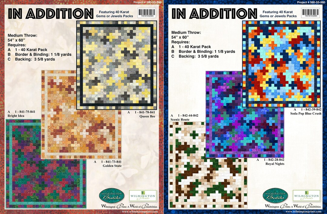 In Addition Quilt Pattern, Hard Copy Pattern, Precut Quilt Pattern ...