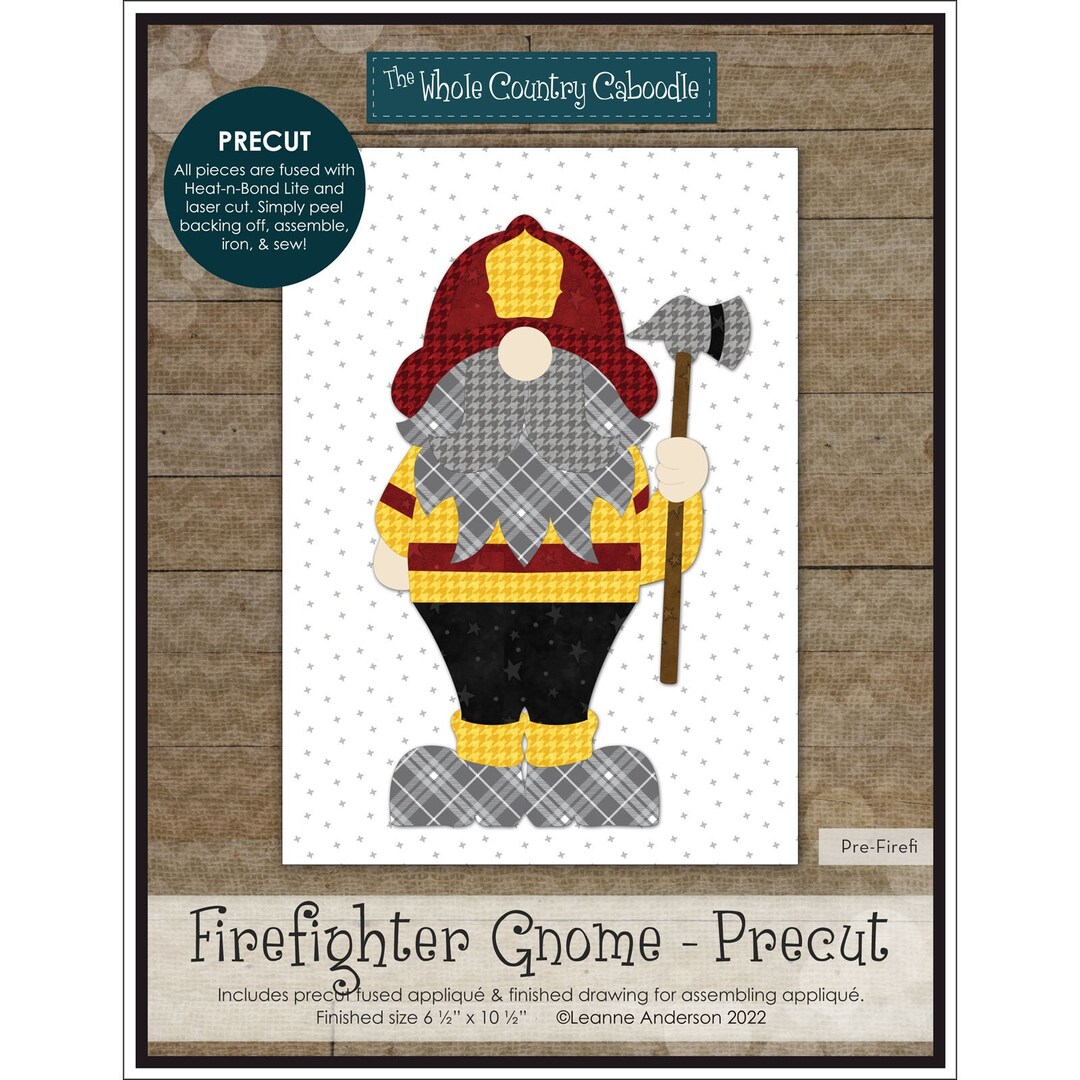 Firefighter Gnome, Fireman Gnome, Gnome Applique, Applique Pattern ...