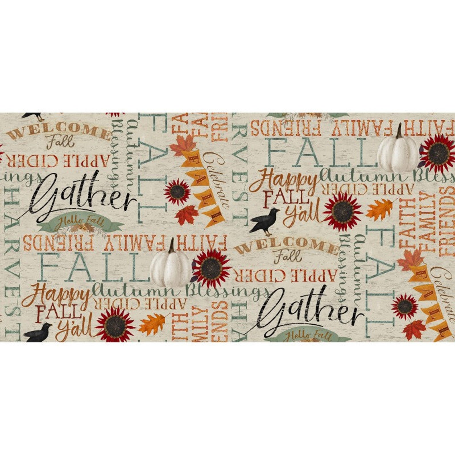 Fall Fabric Autumn Fabric Fall Theme Fabric Fall Words - Etsy
