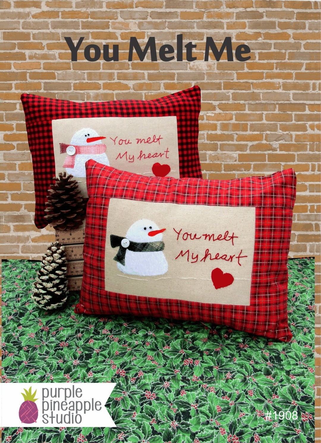 Postcard Pattern You Melt Me Pillow Pattern 1908 Snowman Applique Pattern Hard Copy Pattern