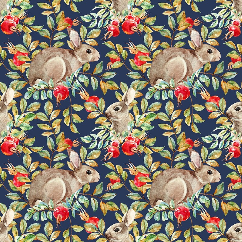 Rabbit Print Fabric - Etsy