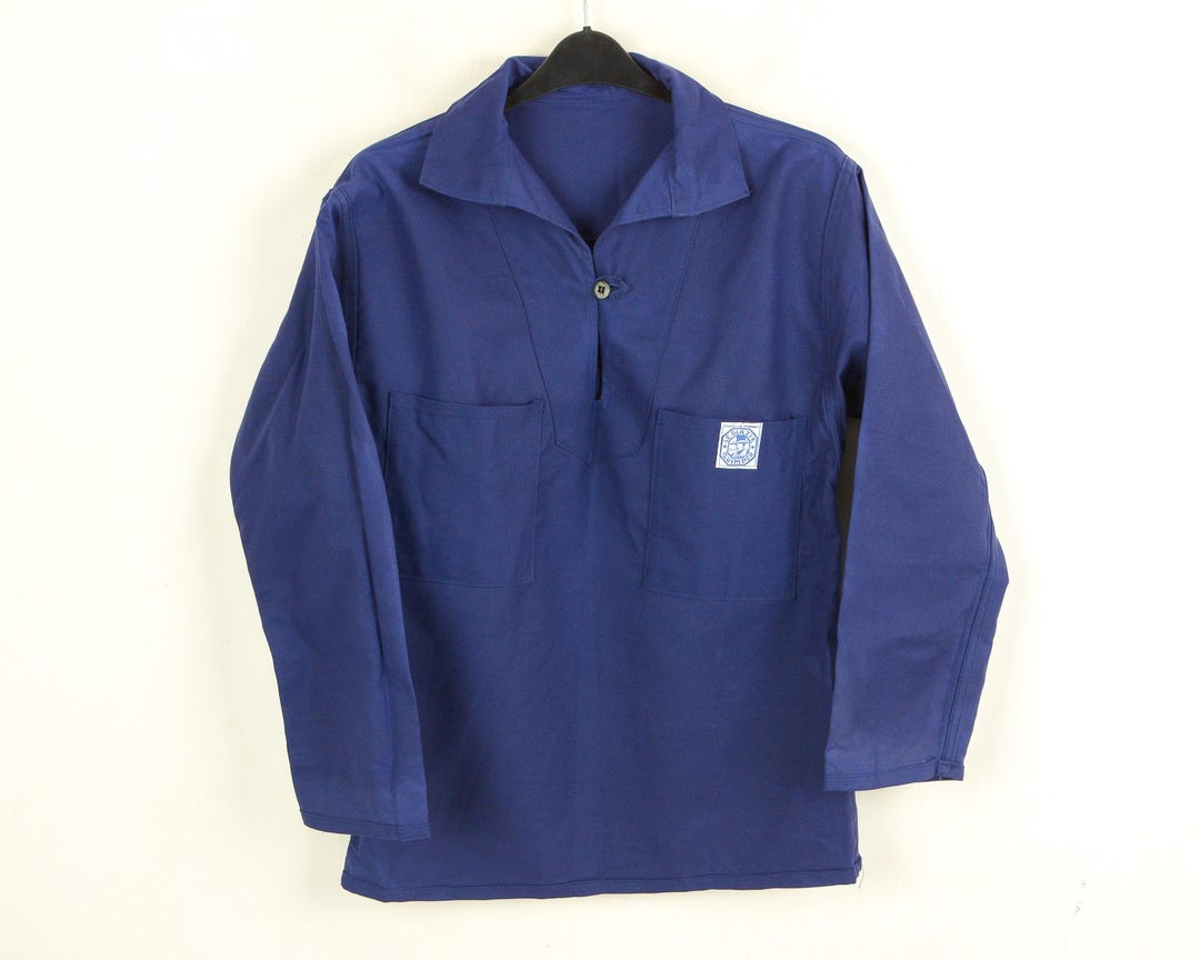 Vintage Le Glazik French Sailors Smock Shirt Indigo Blue 1970's Men's S ...