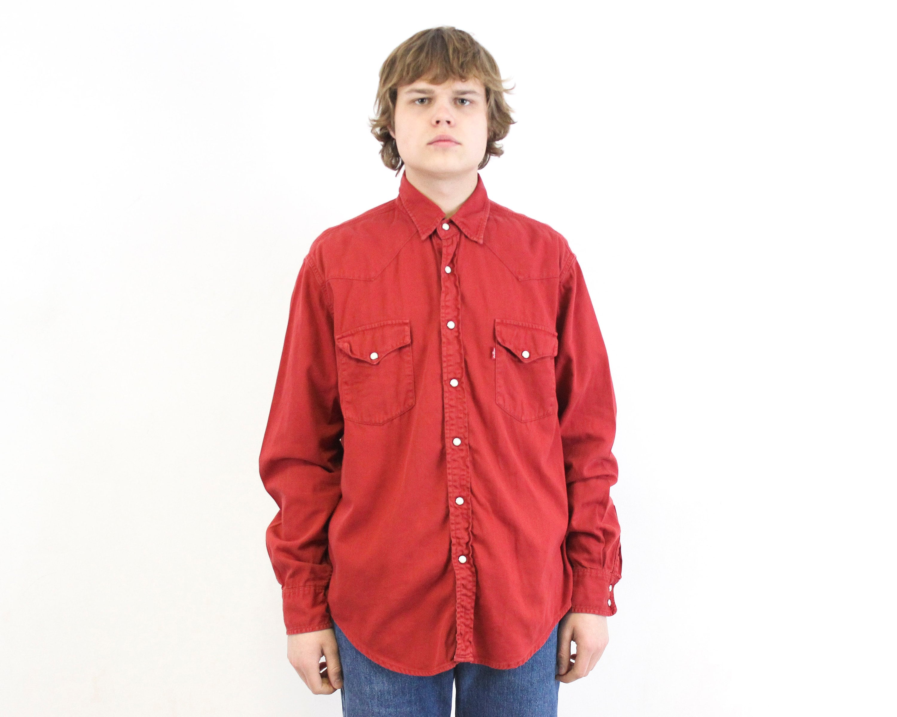 Red Chambray Shirt Men