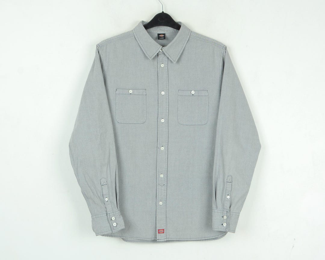 Vintage DICKIES Men XL Button up Over Shirt, Long Sleeve Collared ...