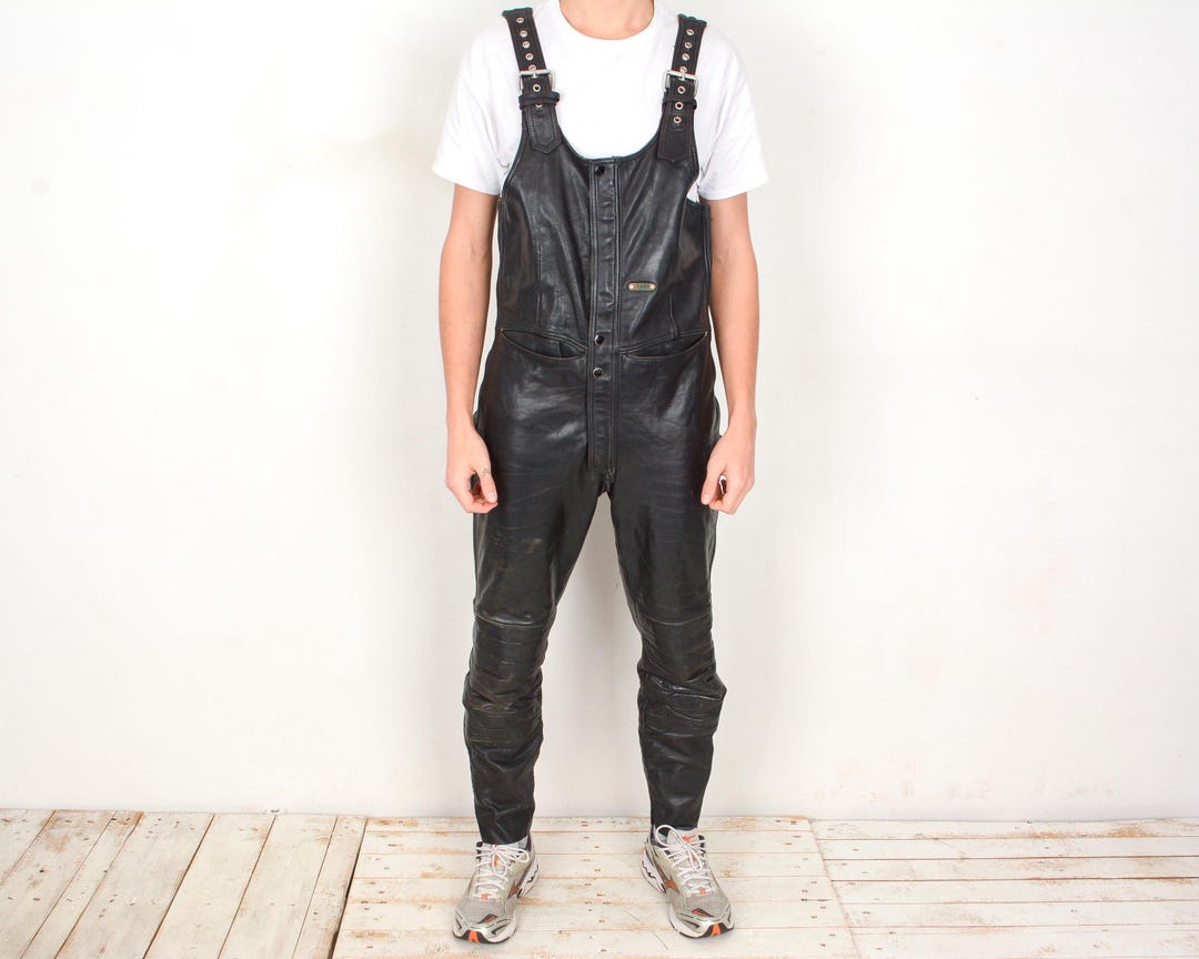 Hein Gericke Leather Biker Bibs Vintage M Men's Overalls W32 W33 ...