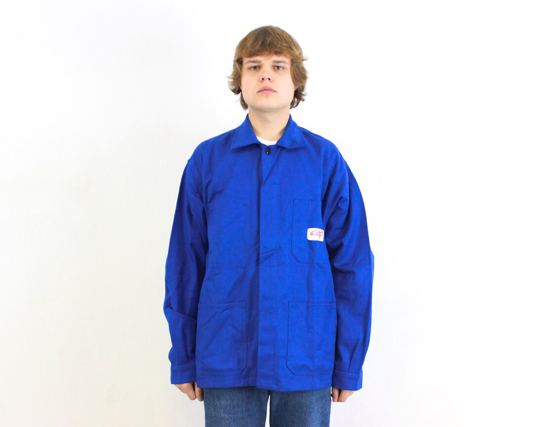 Vintage CEP 1990's Mens L Worker Shirt Button up Blue Chore Jacket 100% ...