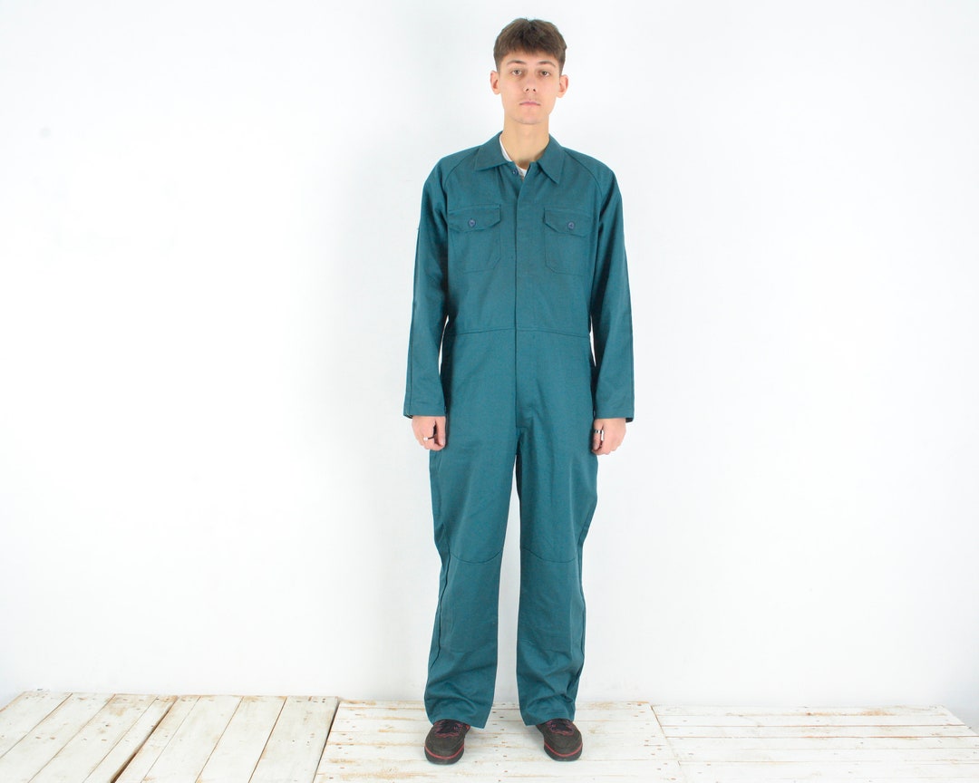 Vintage EPE Men L Sanfor Boilersuit Coveralls Button up Overalls Work ...