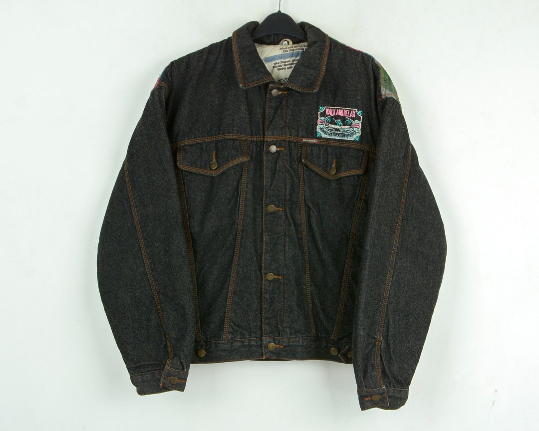 BUFFOON Thick Denim Men's XL Vintage Warm Winter Black Jacket Lined ...