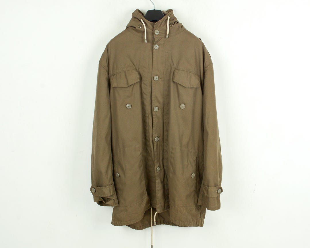 German Army 80s Vintage Men's XL Jacket Parka Coat Faux Sherpa Fur ...