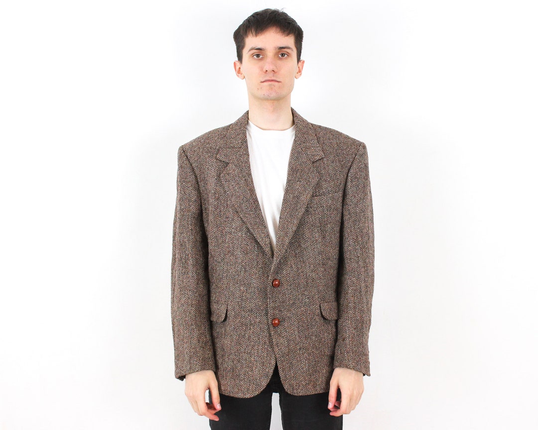 HARRIS TWEED Mens Vintage UK 42 Us Wool Blazer Tweed Jacket Sport Coat ...