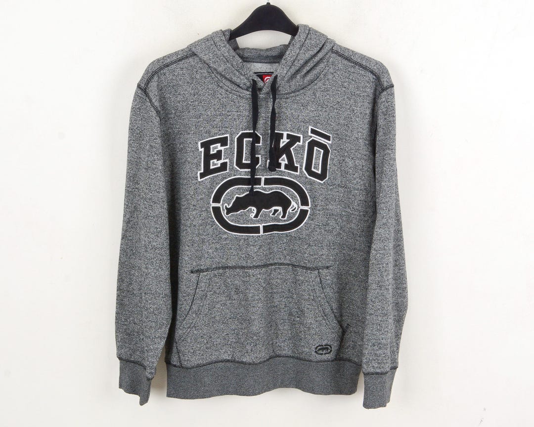 ECKO UNLTD Streetwear Vintage Hoodie Men M Grey Logo Skate Skater Baggy ...