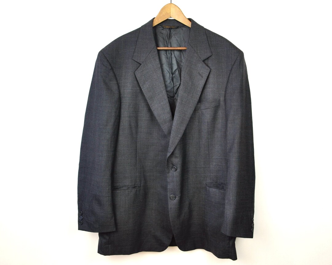 Vintage BOTANY 500 Men 44L Dark Grey Checked Blazer Wool Button up Suit ...