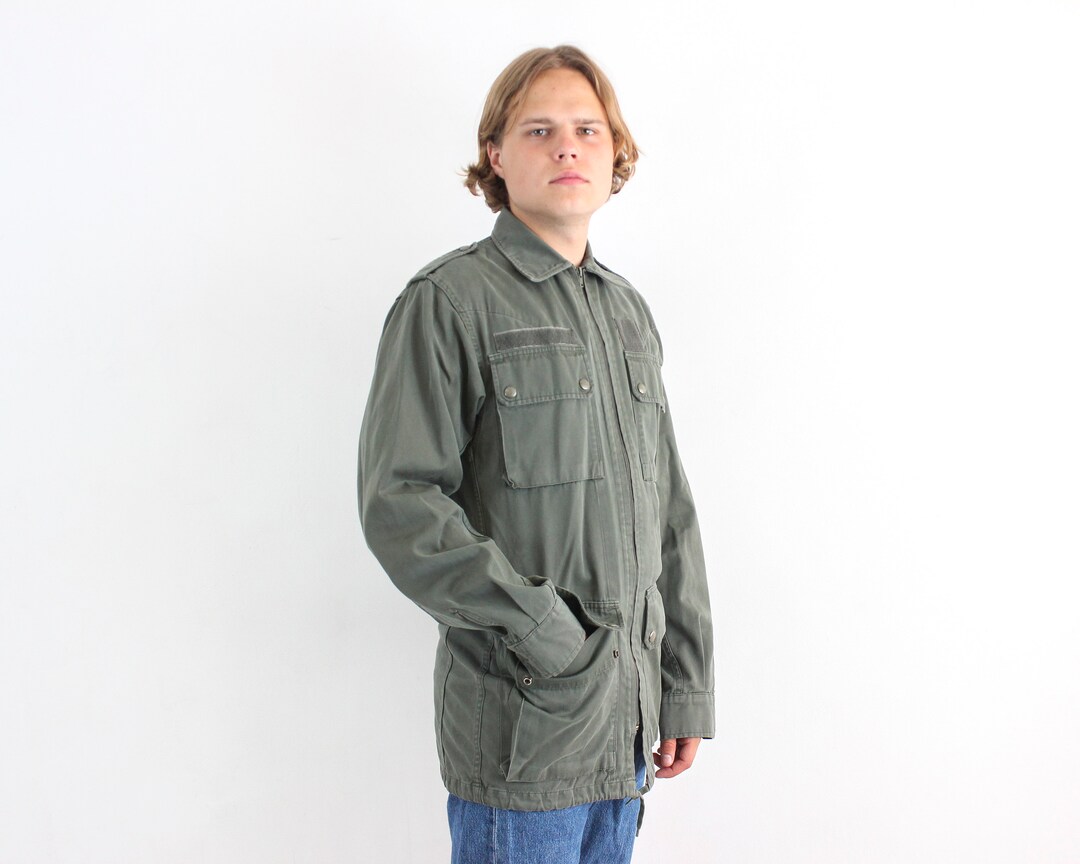 Vintage French Men S Army Field Cargo Jacket, 80s Military Coat France ...