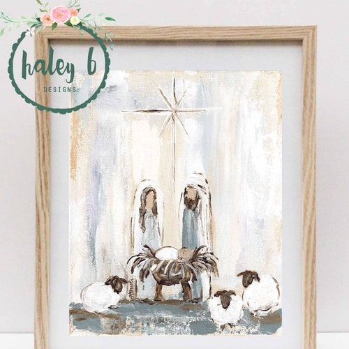 Manger Scene Art Print Nativity Painting Manger Scene - Etsy
