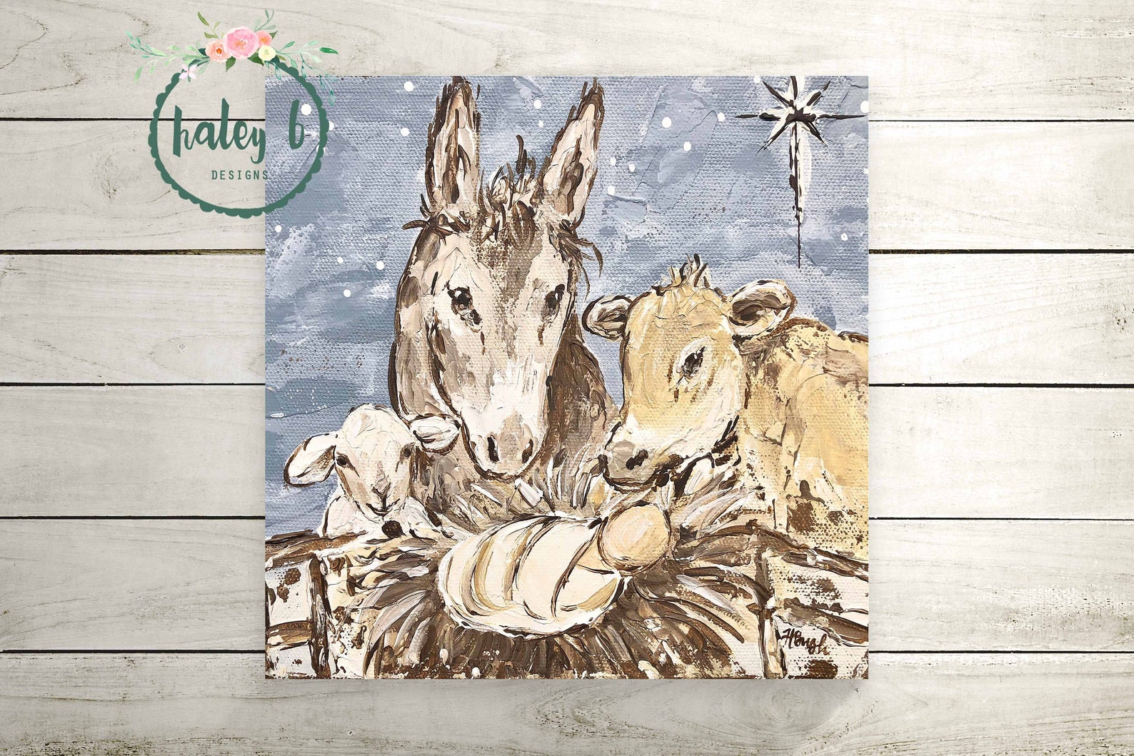 Nativity Animals Art Print Nativity Painting Nativity Art | Etsy