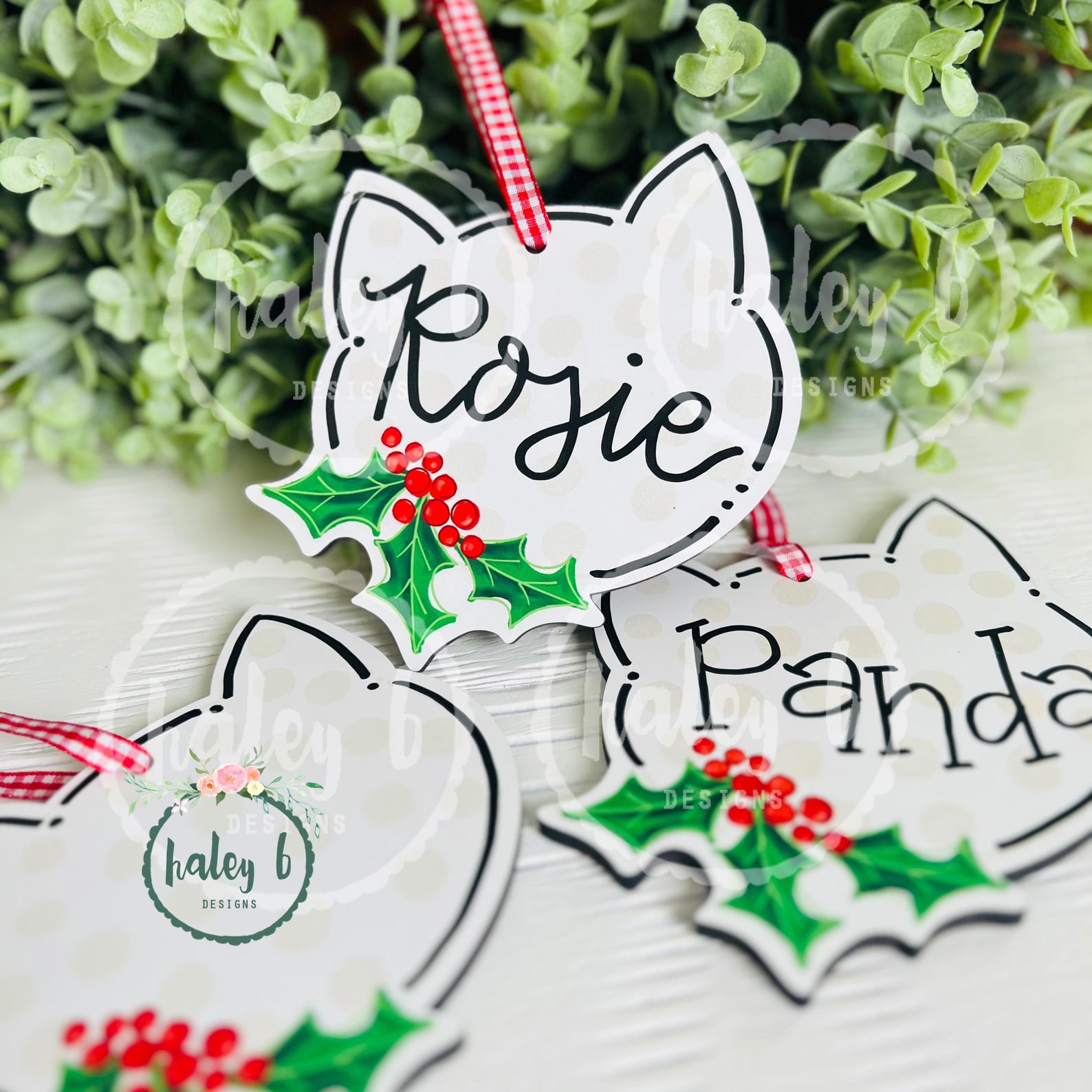 Personalized Cat Ornament, Cat Face, Custom Cat Name, Custom Pet ...
