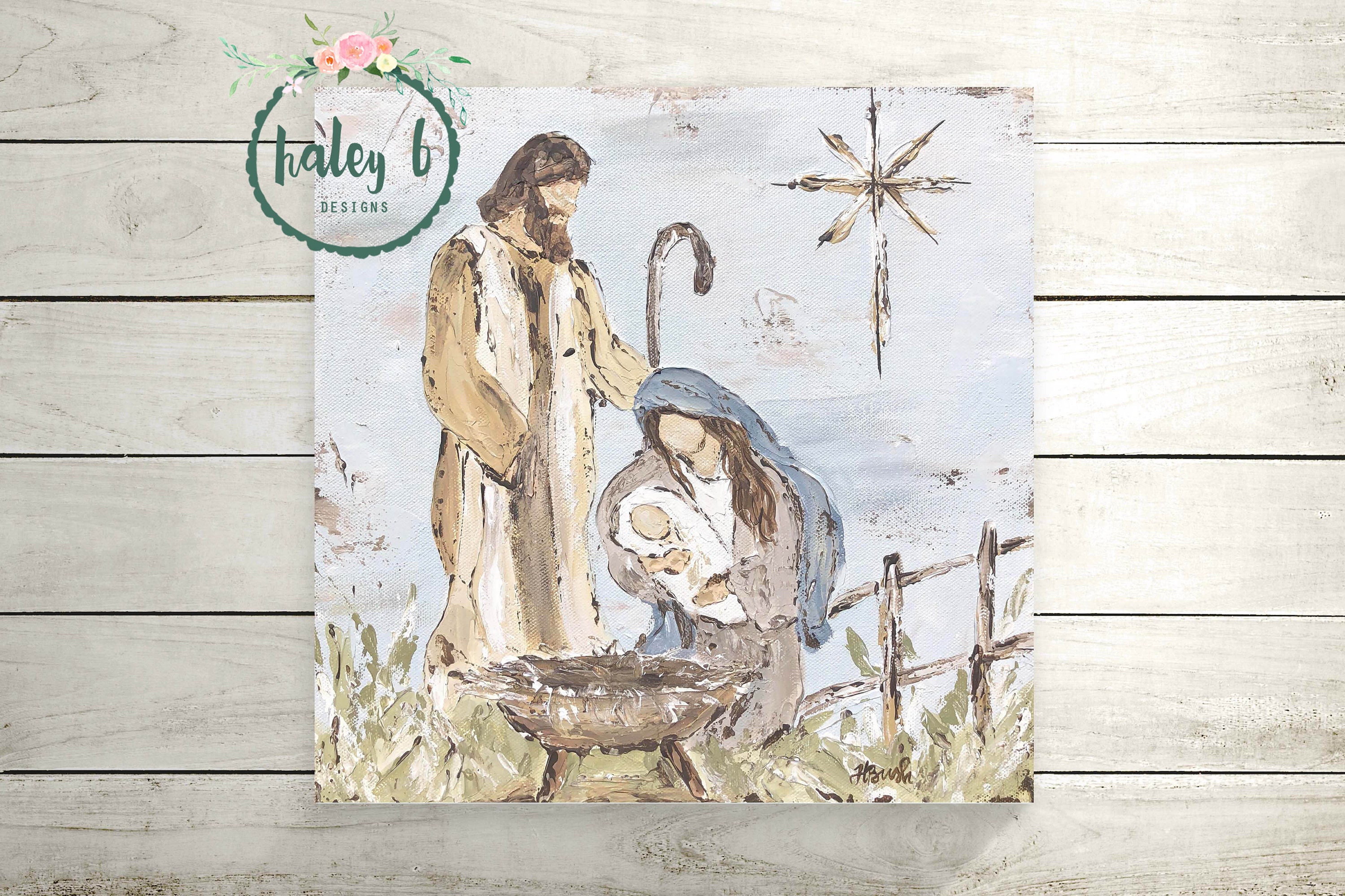 Manger Scene Art Print Nativity Painting Nativity Art - Etsy Canada