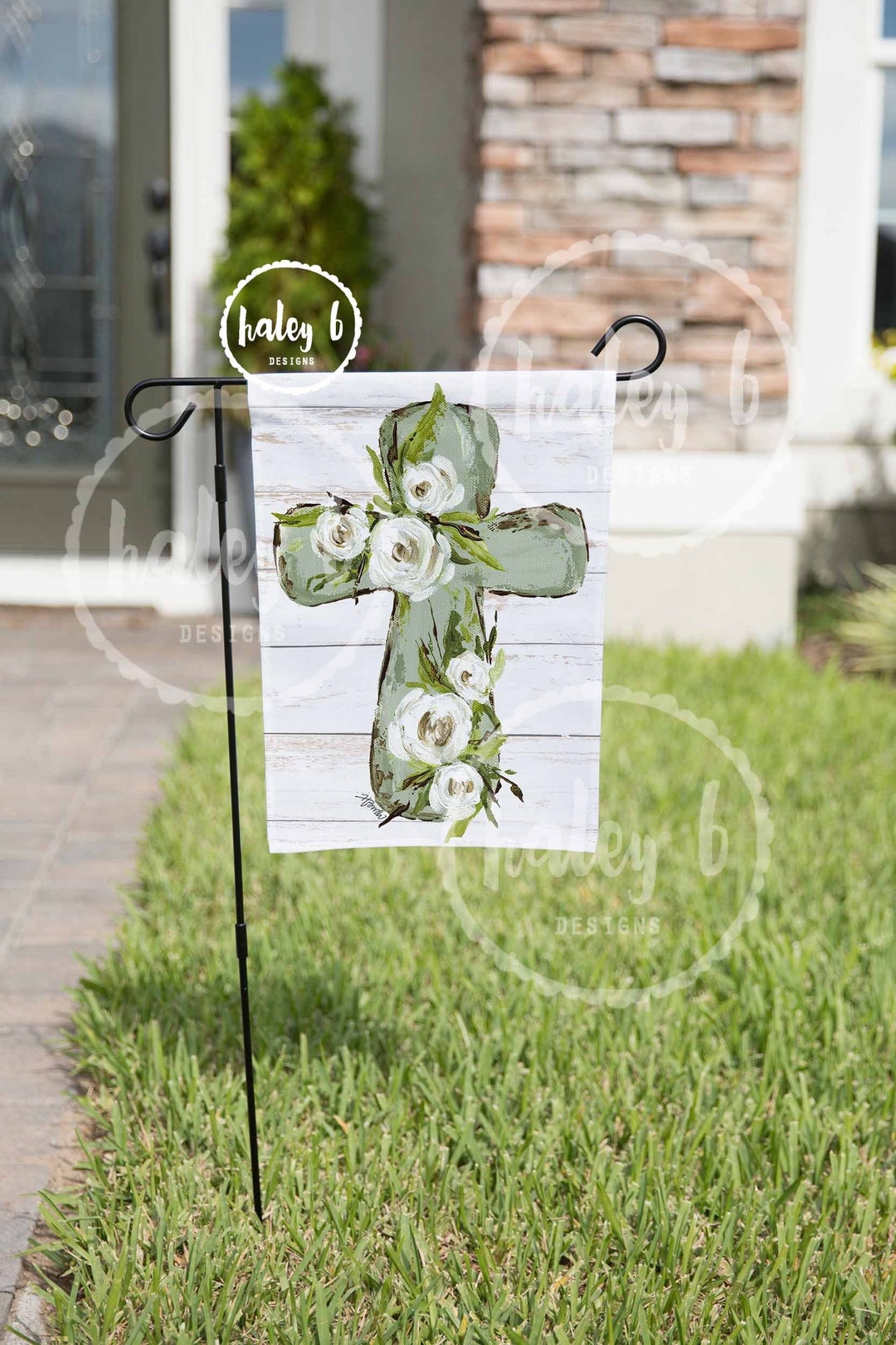 Floral Cross Garden Flag, Everyday Garden Flag, Easter Cross Flag ...