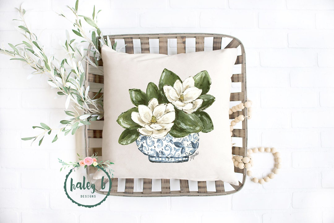 Magnolias Pillow Cover Magnolia Decor Magnolia Pillow - Etsy