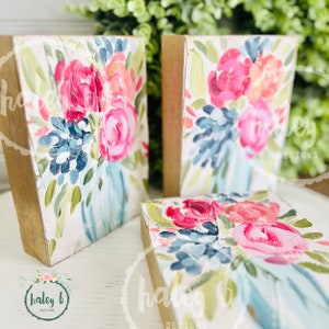 ORIGINAL Floral Block Painting, Flower Painting, Floral Art, Textured ...