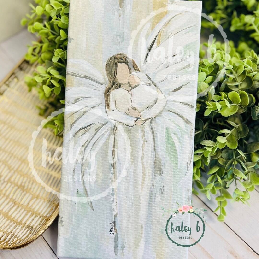 Angel Holding Baby Print, Angel Painting, Infant Loss Gift, Infant Loss Art, Miscarriage, Baby ...