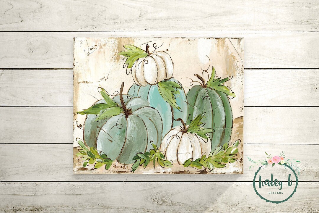 Pumpkin Art Print, Neutral Fall Decor, Pumpkin Painting, Fall Art, Fall ...